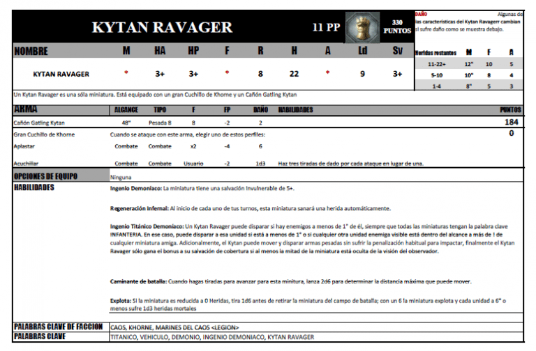 KYTAN RAVAGER - Reglas en Castellano gracias al Archivo de Besnellarian ...